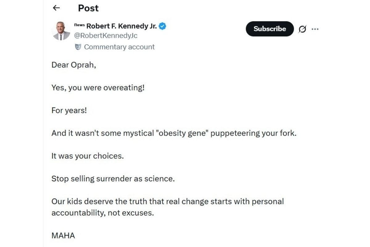 Oprah Says Overeating Doesn't Cause Obesity — Critics Say She's ...